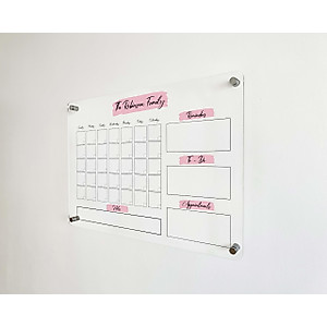 Acrylic Family Planner Wall Calendar - Personalized Calendar 2024, Dry Erase Calendar, Monthly and Weekly Calendar, Transparent Calendar