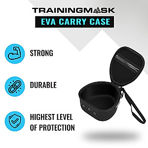 Training Mask Hard Carry Case with Quick Zip Pouch - Internal Soft Webbing for Any Workout, Cardio and Endurance, Fitness, Breathing Resistance, Running (Black)