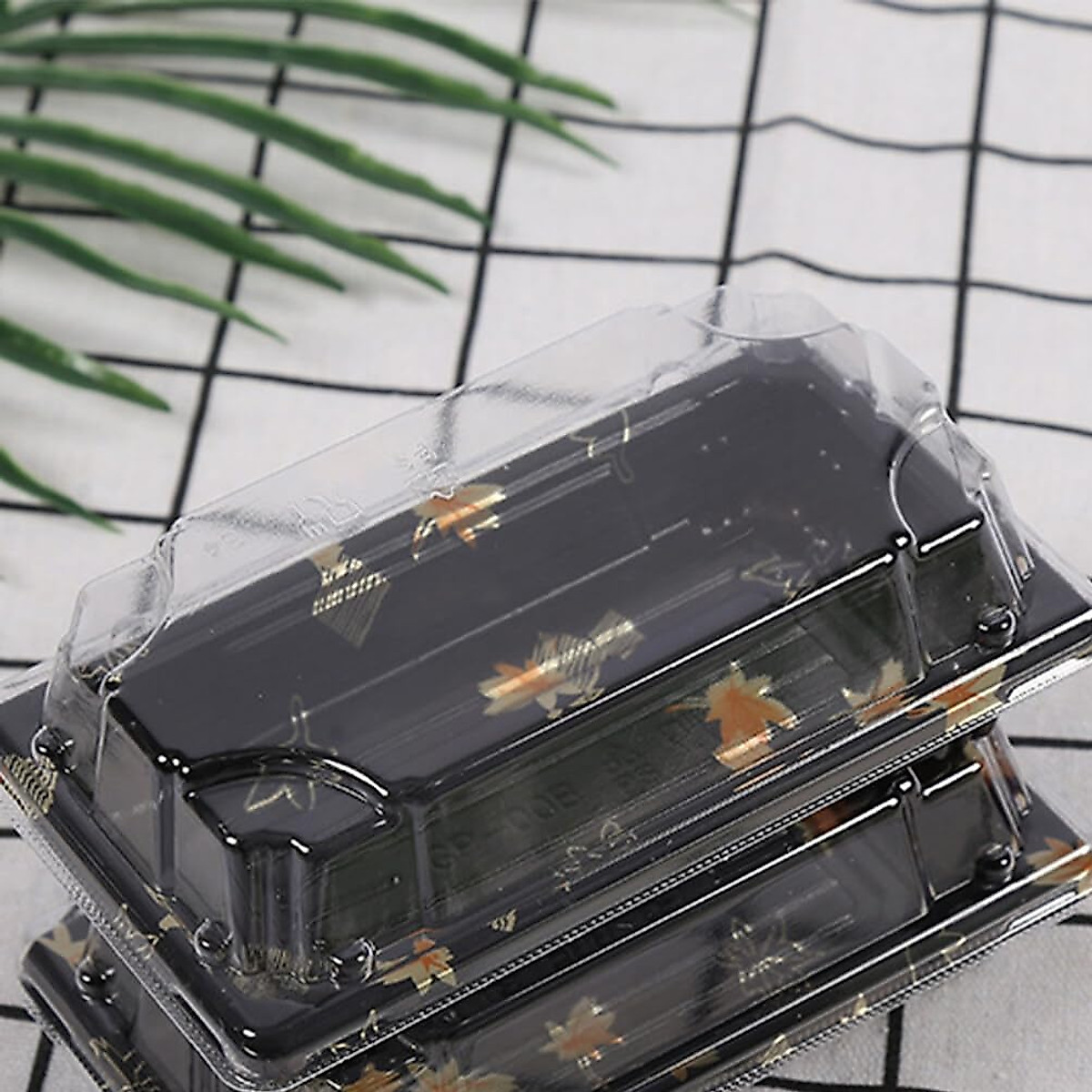 Luxshiny 50Pcs Sushi Trays with Lids, Disposable Sushi Packing Box Sandwich Boxes Fruit Cake Carry Out Container Take Out Boxes