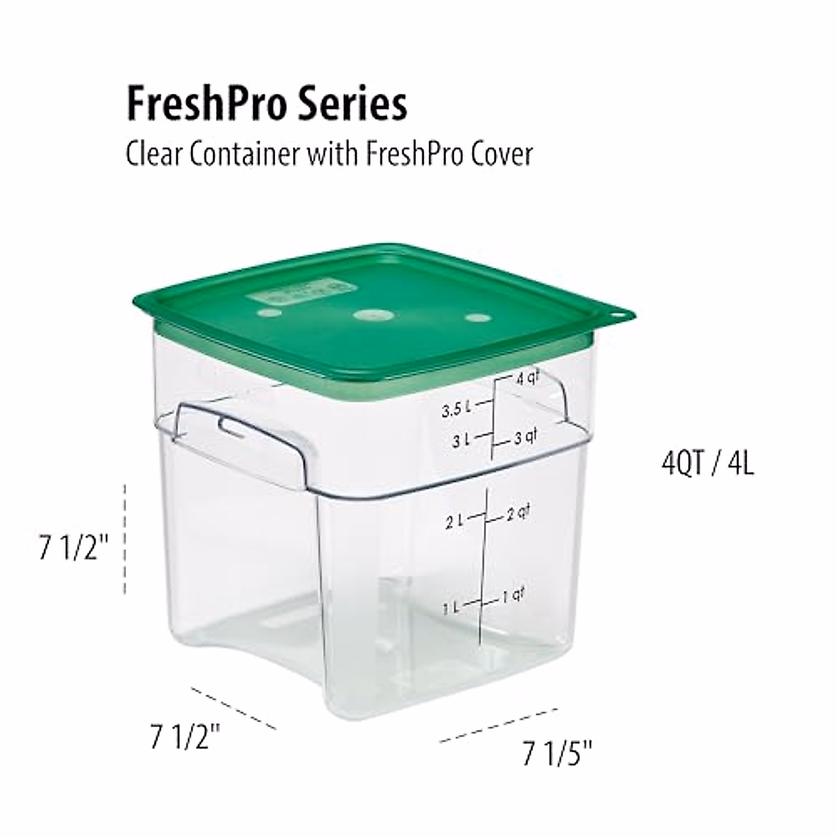 Cambro 4 QT (Quart) Food Storage Container with Lid (2 Pack) - FreshPro Series (Clear)