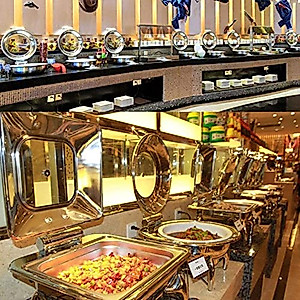 UZOURI Stainless Steel Chafing Dish, Chafing Dish Set Food Warmer Buffet Chafing Dishes Set for Catering Buffet Warmer with Hydraulic Flip, for Buffet Catering(Color:Square Section) (Square Section)