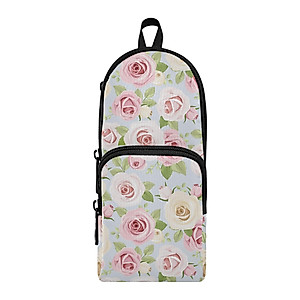 Sletend Stationery Pen Bag Rose Flower Durable Pencil Bag Pouch Box Organizer Cases Pencil Case Pouch Pen Case