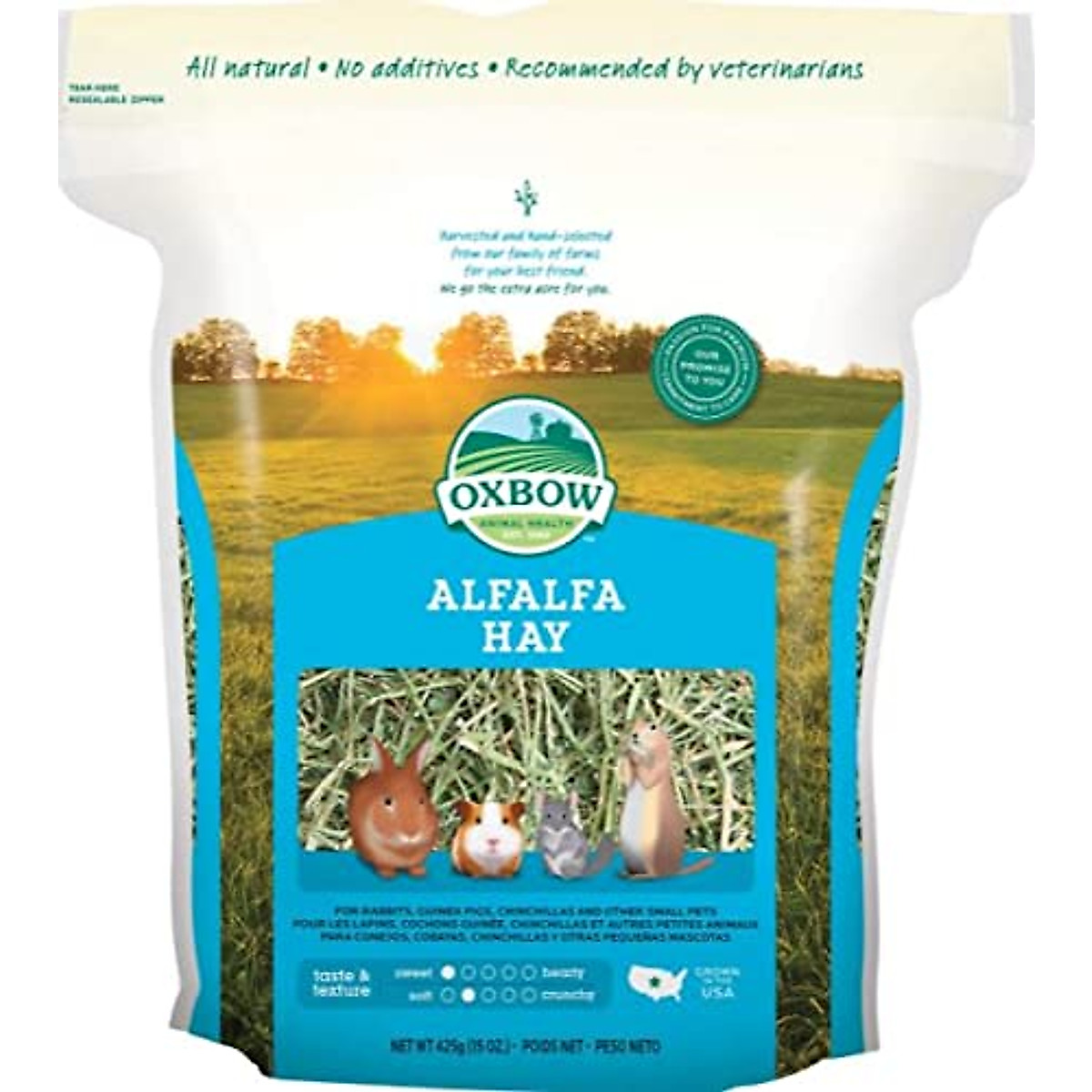 Oxbow Animal Health Alfalfa Hay Small Animal Food 15 Oz, Plus Simple Rewards Baked Treats with Apple & Banana and Carrot & Dill - 3 Oz Each, Plus My Buddy Notepad (4 Items Total)