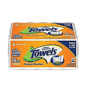 Member's Mark Super Premium Paper Towels (15 Rolls, 150 Sheets per Roll)