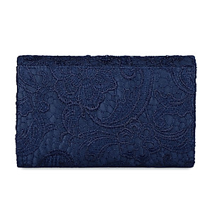 Baglamor Women's Elegant Floral Lace Envelope Clutch Evening Blue, Large