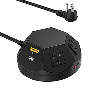 Power Strip Tower with PD 20W USB C Ports, Surge Protector with 4 Outlet and 4 USB Ports, 6.56 FT Extension Cord Power Tower Charging Station for Desk, Home Office, Living Room, Bedroom