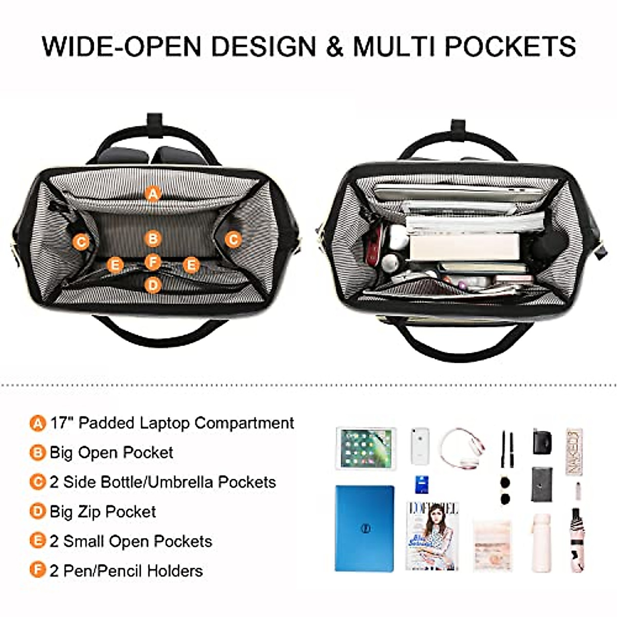 LOVEVOOK Laptop Backpack for Women 17-Inch Travel Work Backpack Purse Airline Approved Teacher Nurse Bag College Backpack with USB Port