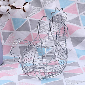Cabilock Chicken Egg Wire Basket Farmhouse Style Egg Storage Holder Iron Hen Eggs Container Party Easter Eggs Basket Decorative Fruit Snack Serving Basket