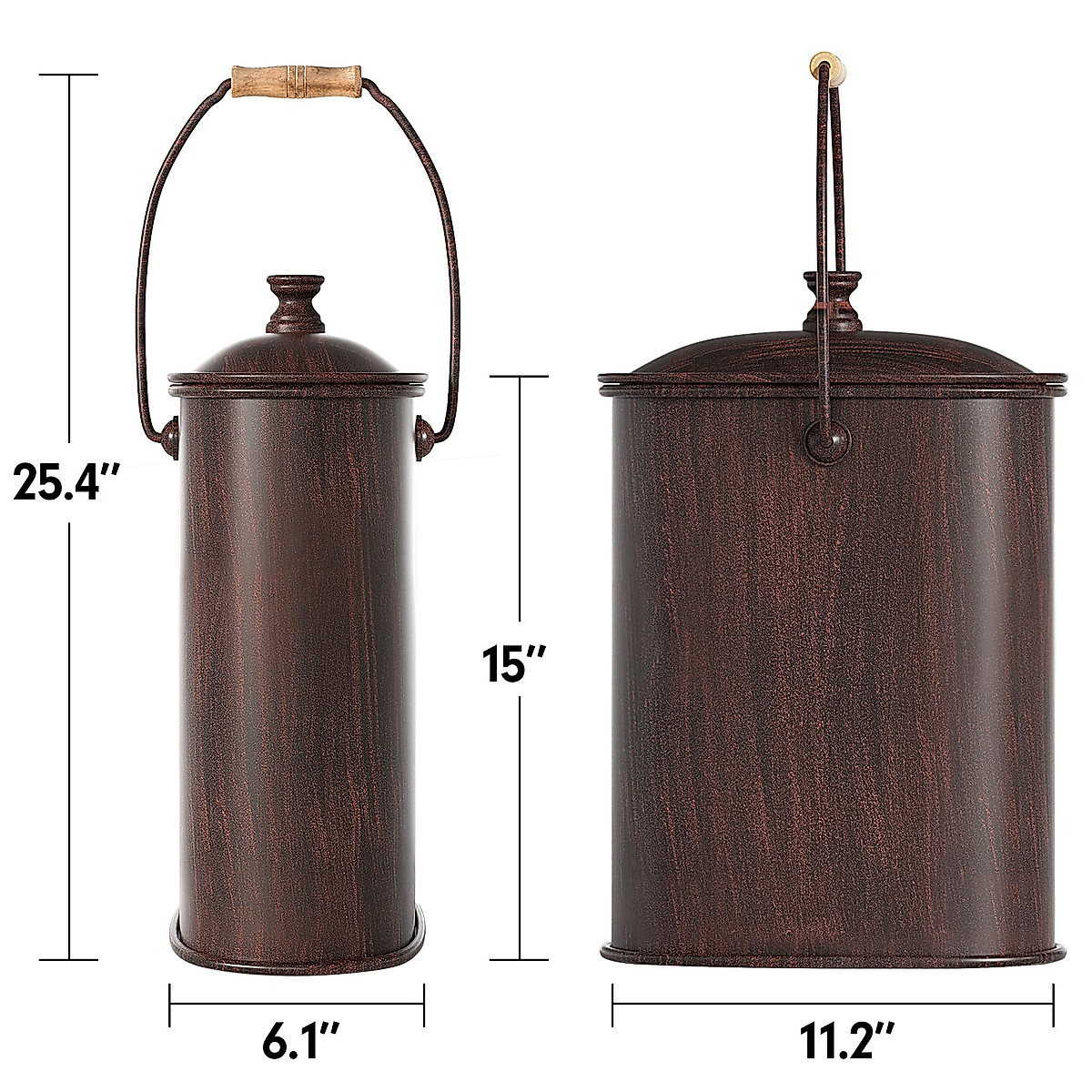 AMAGABELI GARDEN & HOME Ash Bucket with Lid Outdoor and Indoor Coal Bucket for Fireplace Medium Fire Bucket Metal Ash Can for Grill Charcoal Bucket Essential Tools for Indoor Fireplace Fire Pit Bronze