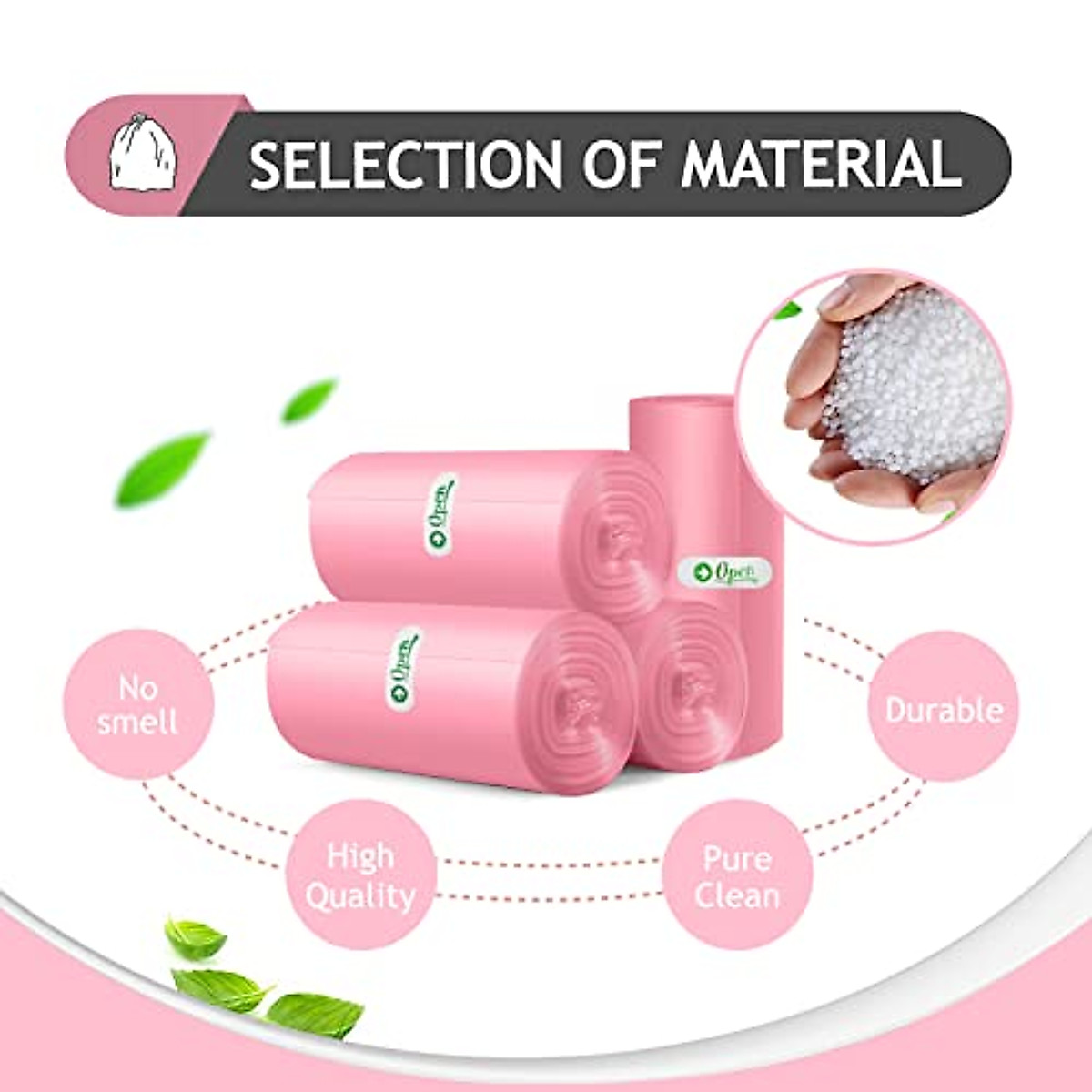 1.2 Gallon 80 Counts Strong Trash Bags Garbage Bags, Bathroom Trash Can Bin Liners, Small Plastic Bags for home office kitchen, fit 5-6 Liter, 0.8-1.6 and 1-1.5 Gal (Pink)