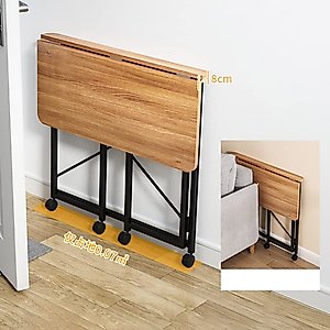 GUINJO Folding Desk with Wheels, No Assembly Required, 31.3/39.4 inch Mobile Writing Computer Desk Space Saving Foldable Table Simple Home Office Desk (Color : Wood, Size : 80 * 40 * 75cm)