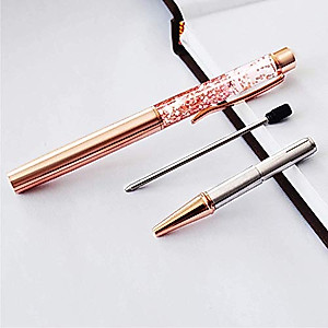 ZZTX 10 Pcs Rose Gold Ballpoint Pens Metal Pen Bling Dynamic Liquid Pieces Pen With Refills Black Ink Office Supplies Gift Pens For Christmas Wedding Birthday