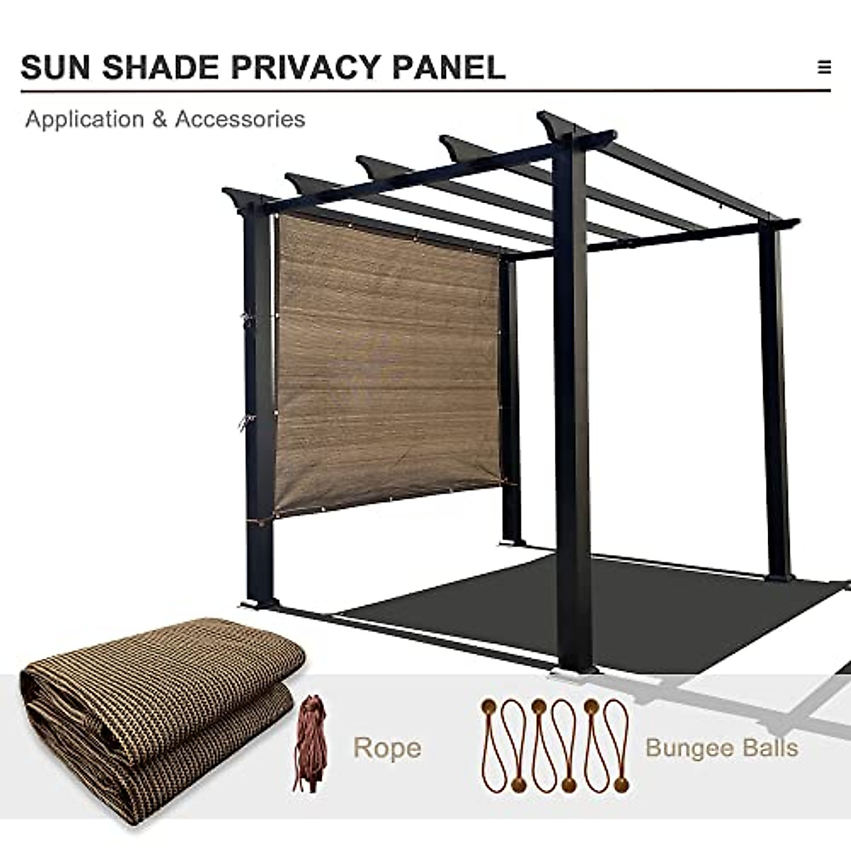 Alion Home Sun Shade Privacy Panel with Grommets and Hems on 4 Sides for Patio, Awning, Window, Pergola or Gazebo - Mocha Brown (12' x 12')