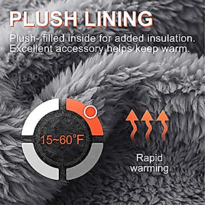 Women's Winter Gloves Warm Lining - Cozy Wool Knit Thick Gloves Mittens in 11 color (Beige+dark gray)