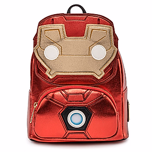 Loungefly x Marvel Iron Man Light Up Mini Backpack Metallic Leather