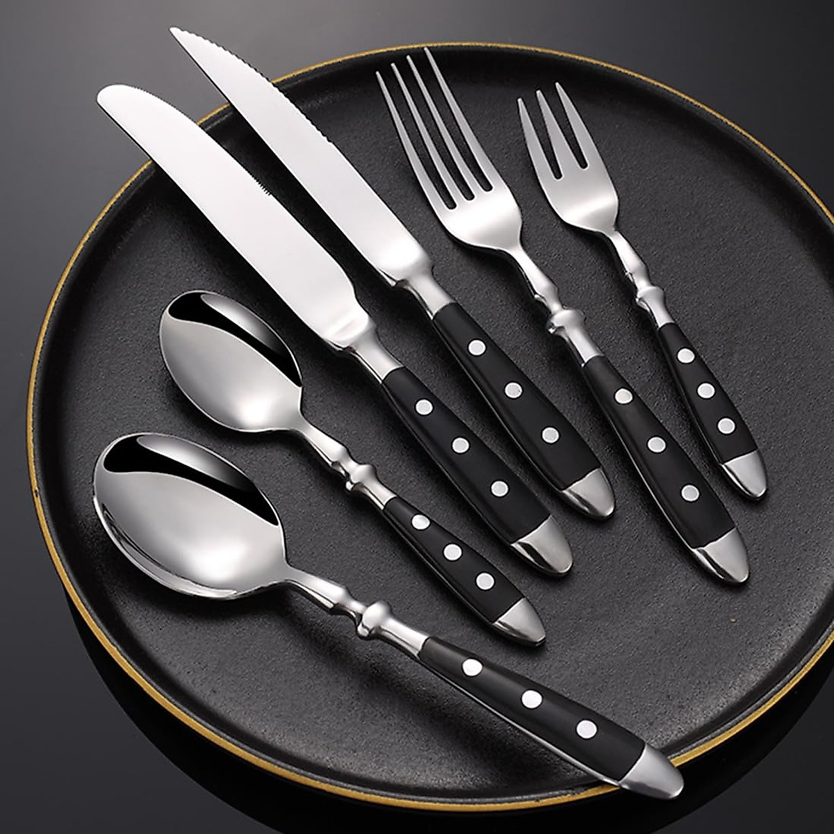 Aimilan 72 Piece Modern Flatware Set with Steak Knives, 18/10 Stainless Steel Silverware Set for 12, Cutlery Set Include Fork Knife Spoon, Mirror Polished, Dishwasher Safe (72 Pcs Service for 12)