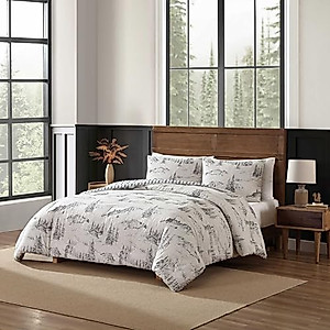 Eddie Bauer - Full/Queen Duvet Cover Set, Super Soft Bedding with Matching Sham(s), Cozy Home Decor, Oeko-Tex Certified (Rocky Mountain Cabin Grey, Full/Queen)