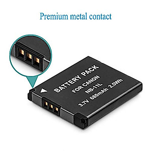 Venwo NB-11L/NB-11LH Battery (2-Pack) and Charger kit Compatible with Canon PowerShot ELPH 190 is, ELPH 180, ELPH 110 HS, SX400 is, SX410 is, SX420 is, A2300 is, A2400 is, A2500, A3400 is Camera