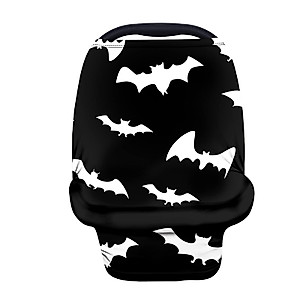 Belidome Halloween Bat Car Seat Covers for Baby Stroller Canopy Stretch Scarf, Black