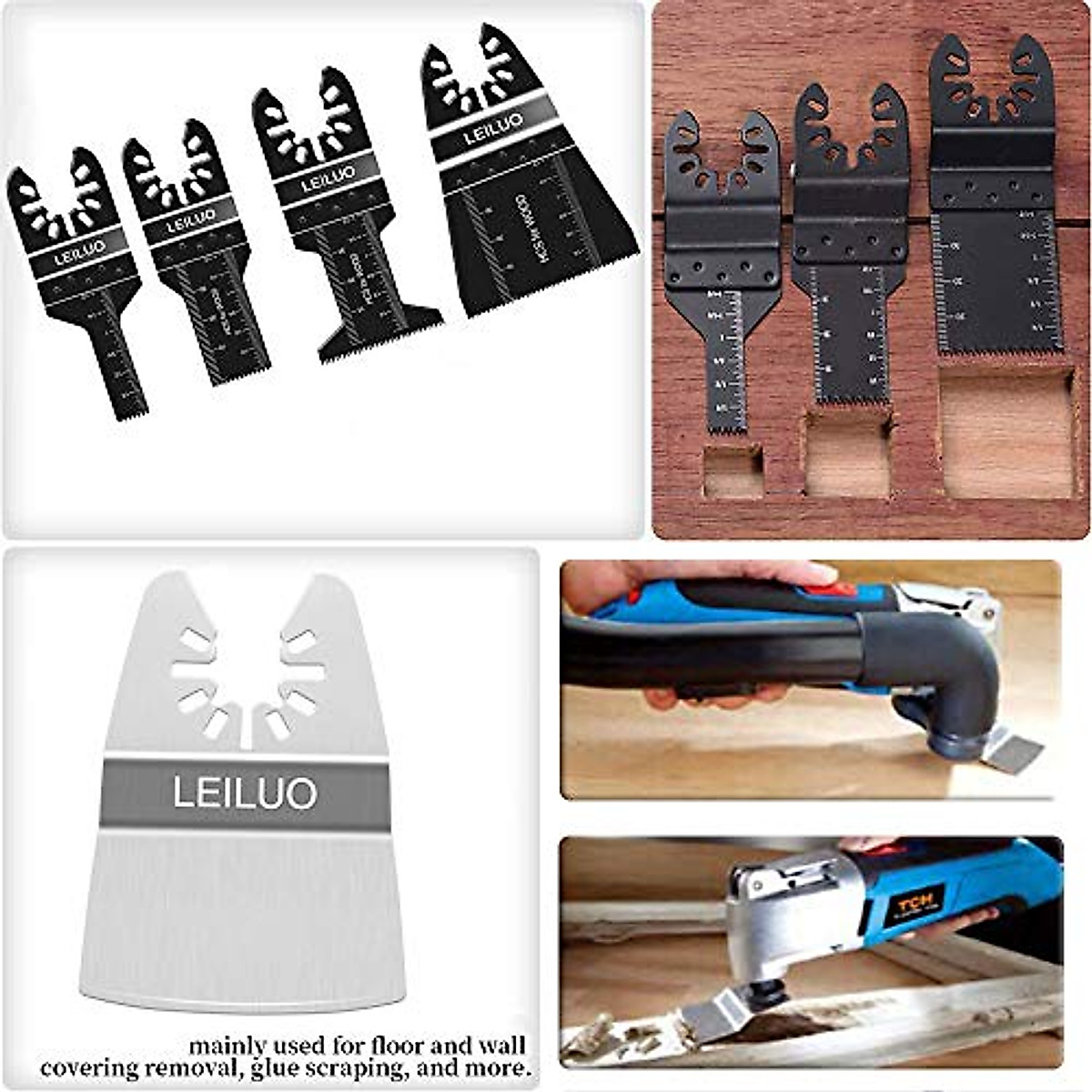 31Pcs Multitool Blades LEILUO Wood Metal Drywall Oscillating Tool Saw Blades Universal Quick Release Multitool Accessories Kit Packed by Storage Bag for Dewalt Milwaukee Makita and More