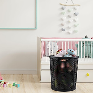 Rinboat 40 L Plastic Baskets for Storage, Round Plastic Laundry Hampers, 2 Packs