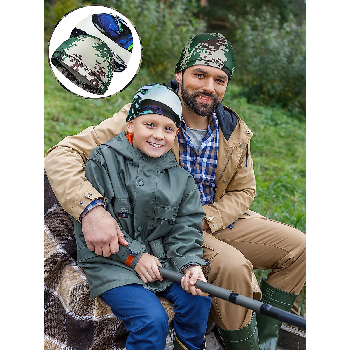 SATINIOR 6 Pieces Cooling Skull Caps for Men Helmet Liner Sweat Wicking Cap Wicking Beanies Hat Liner for Cycling Running (Cool Patterns)