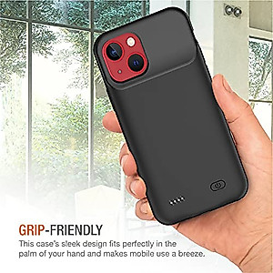 Battery Case for iPhone 13, 7000mAh Slim Portable Rechargeable Smart Protective Battery Pack Cover Power Bank Charging Case Compatible with iPhone 13 (6.1 inch) Extended Battery Charger Case (Black)