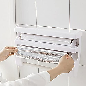 Multifunction Film Storage Rack Nail Free Plastic Refrigerator Cling Film Storage Rack Shelf Wall Hanging Kitchen