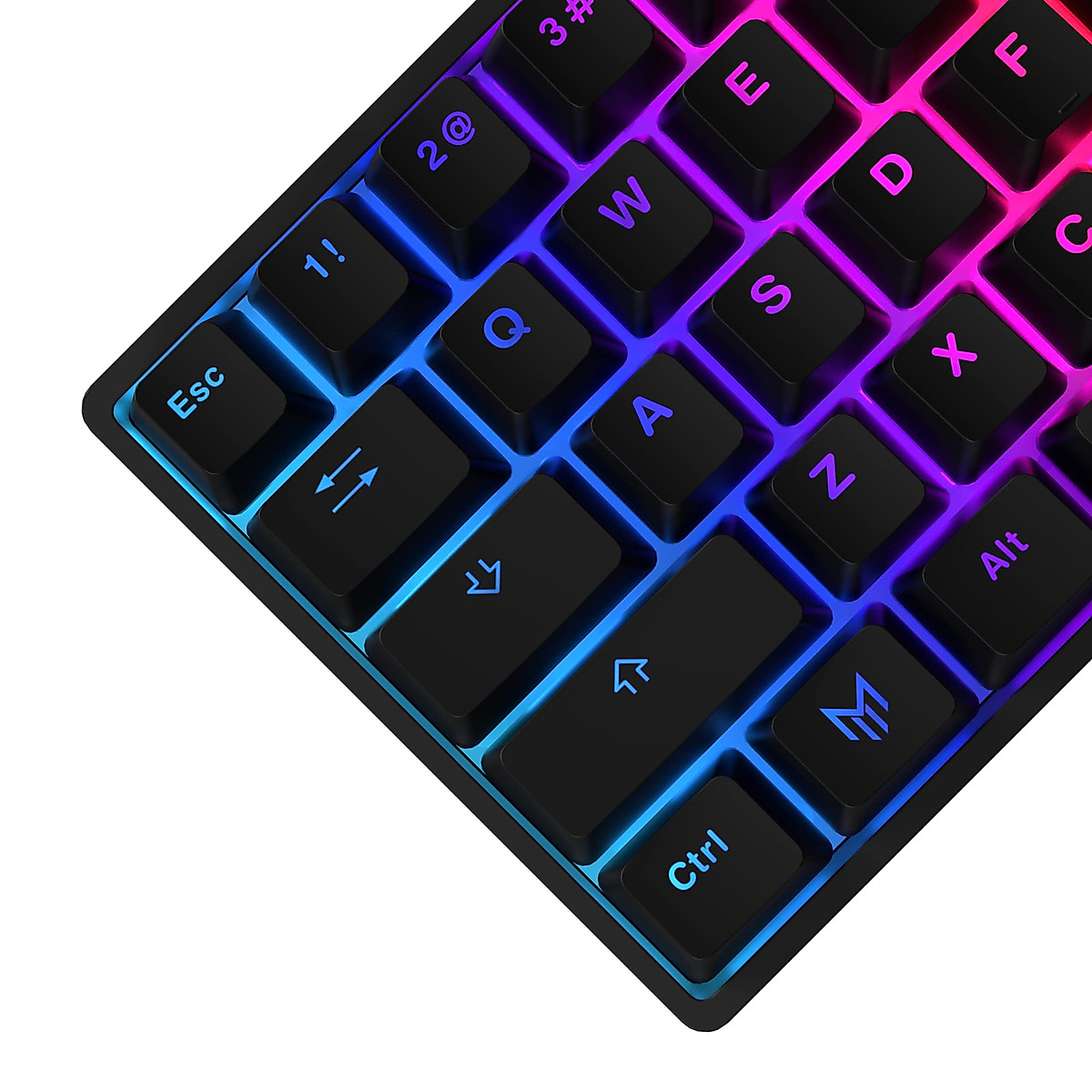 Matrix Elite Series Black 60% Mechanical Gaming Keyboard: Fast Switches - Millions of RGB Options - No Latency - 61 Keys - Doubleshot PBT keycaps - Hot Swappable (Brown Switches)