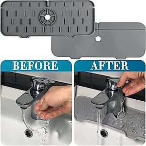 MeeResn Silicone Faucet Mat for Kitchen Sink, Splash Water Catcher Mat, Sink Draining Pad Behind Faucet, Drip Protector for Kitchen,Bathroom,Countertop