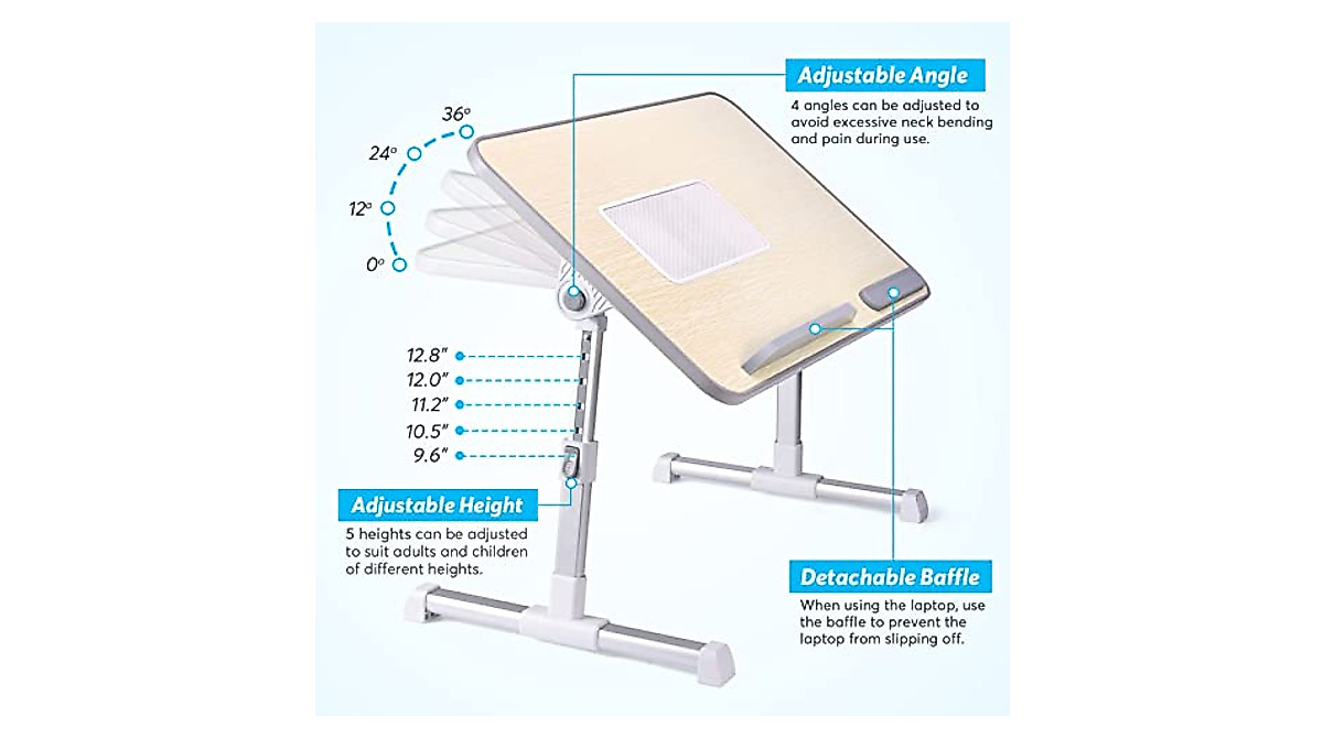 Slendor Adjustable Laptop Desk: Foldable & Portable