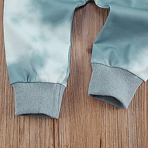 Muasaaluxi Newborn Baby Boys Outfits Long Sleeve Top Pullover Sweatshirt Long Pants Pajamas 2Pcs Tie Dye Clothes Set (Blue Gray, 0-6M)