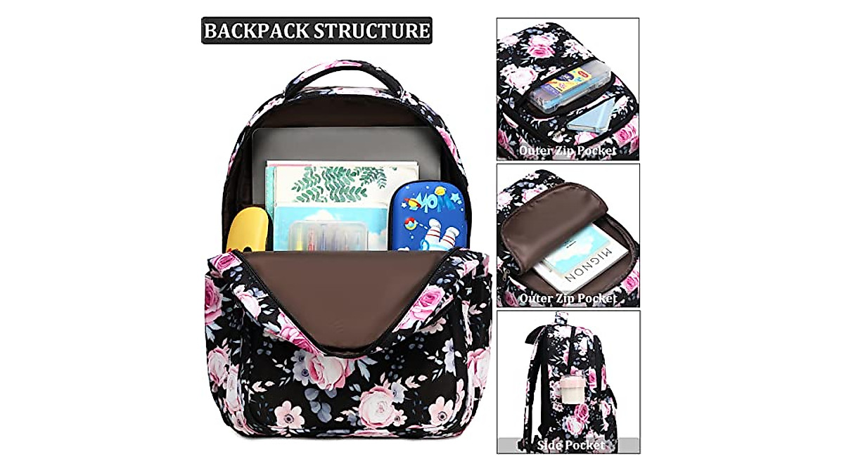 JIANYA School Backpack for Teens Girls School Bag Floral Kids Girls ...