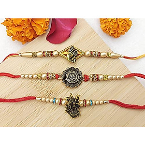 Rakhi for Brother,Stylish Bracelet God Idol RAKHI with BEST Design - Thread Raksha bandhan Rakhi Gift, Wrist bands for loving/Brother Sister, Father & Friends. (Rakhi Design 1, Small)