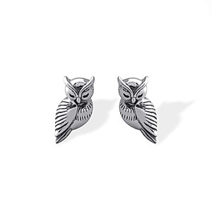 Boma Jewelry Sterling Silver Owl Stud Earrings