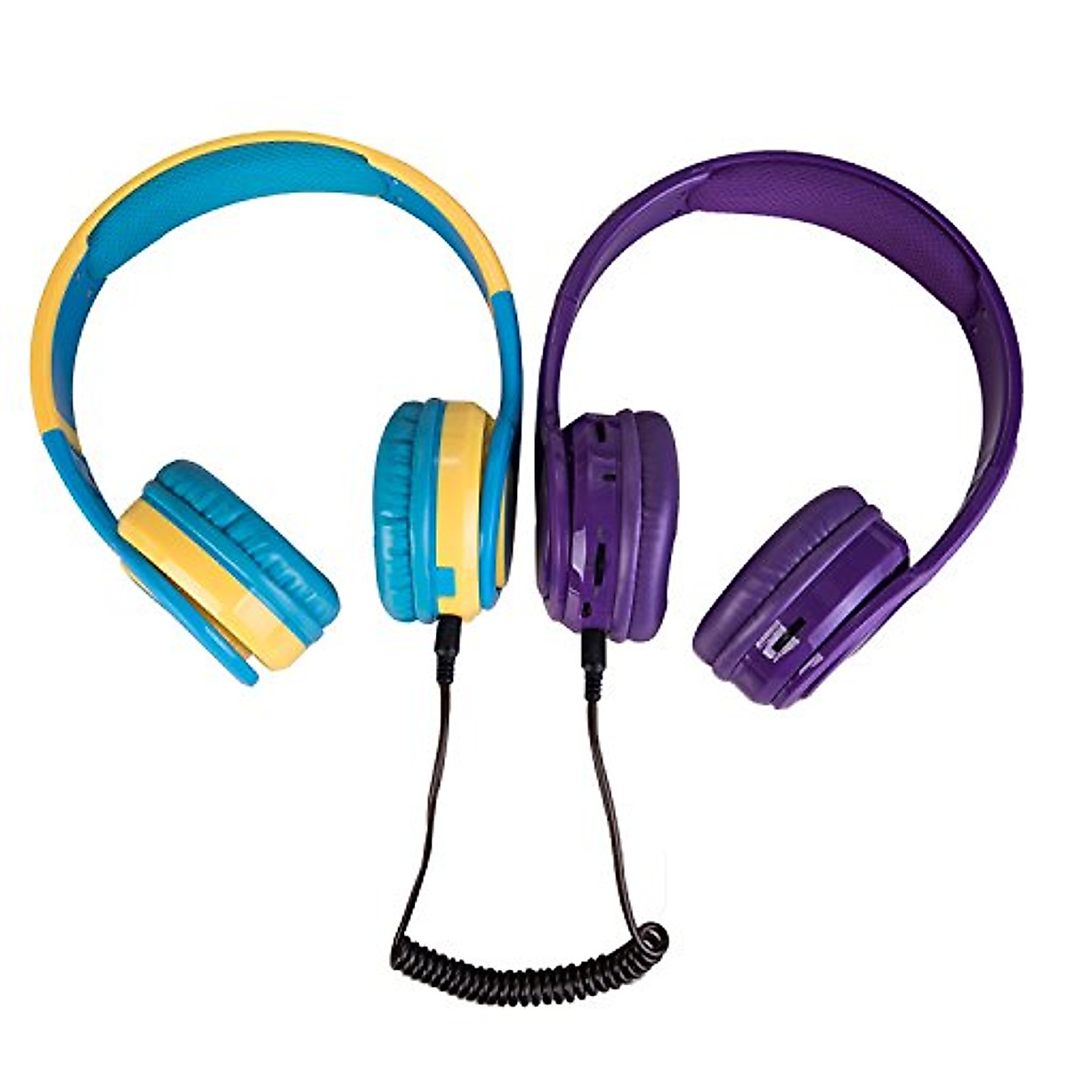 Contixo KB-2600 Kid Safe 85dB Over The Ear Foldable Wireless Bluetooth Headphone with Volume Limiter, Built-in Micro Phone, Micro SD Card Music Player, FM Stereo Radio, Blue/Yellow