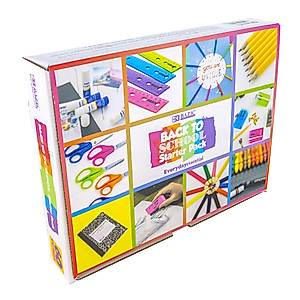 BAZIC School Kit Pack 60 Count, School Supply Box for Elementary Student K-6, Ruler Composition Book Pencil Eraser Crayon, 1-Pack