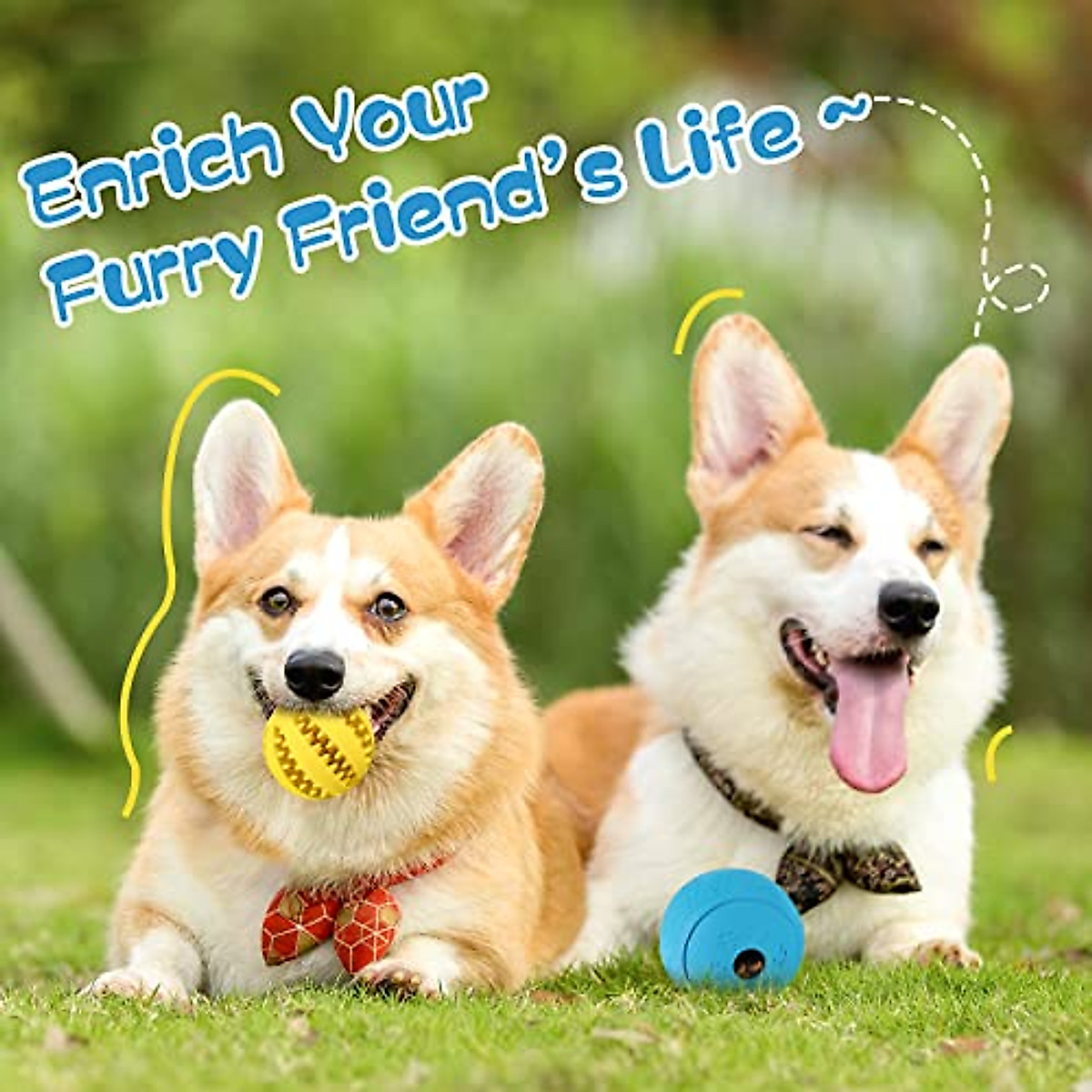 HIPPIH Dog Puzzle Toys 2 Pack, Interactive Dog Toys for Large Dogs & Small Dogs, Puppy Toys for Treat Dispensing, Durable Dog Balls for Teeth Cleaning/IQ Training, Dog Enrichment Toys for Chewing