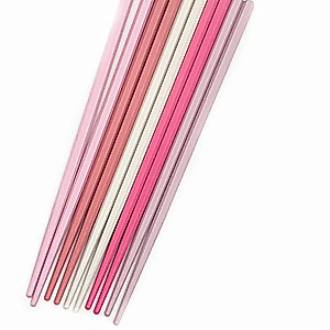 5 Pairs Fiberglass Reusable Chopsticks, Non-Slip, 5 Pairs Gift Set (Pink)