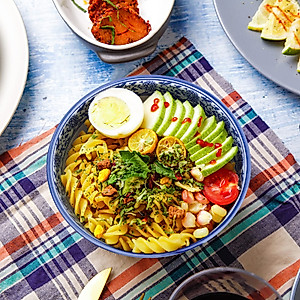 Luxshiny Ceramic Bowl Ceramic Soup Bowl Blue And White Porcelain Bowl Ceramic Ramen Bowl Snack Bowl Serving Bowl for Home Kitchen Noodle Soup Salad Pasta (7inch)