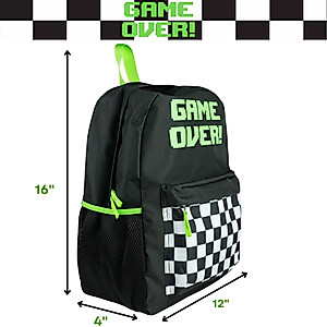 RALME Game Over Gamer Backpack for Boys, 16 inch, Black