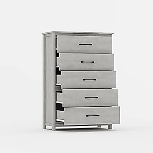 Galano Kellie 5 Drawer Dresser - Dressers - Dressers & Chest of Drawers - Dresser for Bedroom - Dresser Organizer - Tall Dresser - Wood Dresser - Ultra Fast Assembly - Dusty Grey Oak