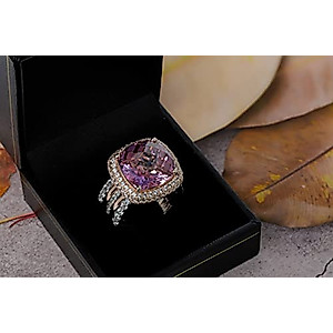 ORO LEONI Cushion Cocktail Two Tone Ring in 925 Sterling Silver, Rose Gold, White and Pink