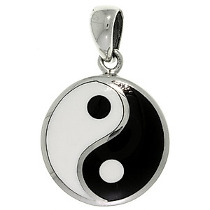 Jewelry Trends Sterling Silver Yin Yang Black and White Balance Symbol Tao Pendant