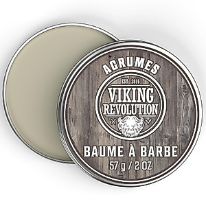 Viking Revolution Beard Balm - All Natural Grooming Treatment with Argan Oil & Mango Butter - Strengthens & Softens Beards & Mustaches - Citrus Scent Leave in Conditioner Wax for Men - 1 Pack