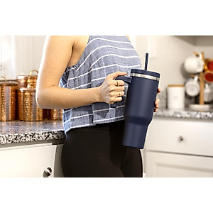 Hydrapeak Voyager 40 oz Tumbler with Handle and Straw Lid | Reusable Stainless Steel Water Bottle Travel Mug Cupholder Friendly | Insulated Cup | Holiday Gifts for Women Men Him Her (Cream Leopard)