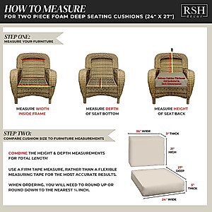 RSH DECOR: Deep Seating Foam Cushion Set | 24” x 27” Seat | All-Weather Spun Fabric | Water and Fade-Resistant | Outdoor Chair Cushion Set for Patio Furniture | Cancun (Blue, Green)