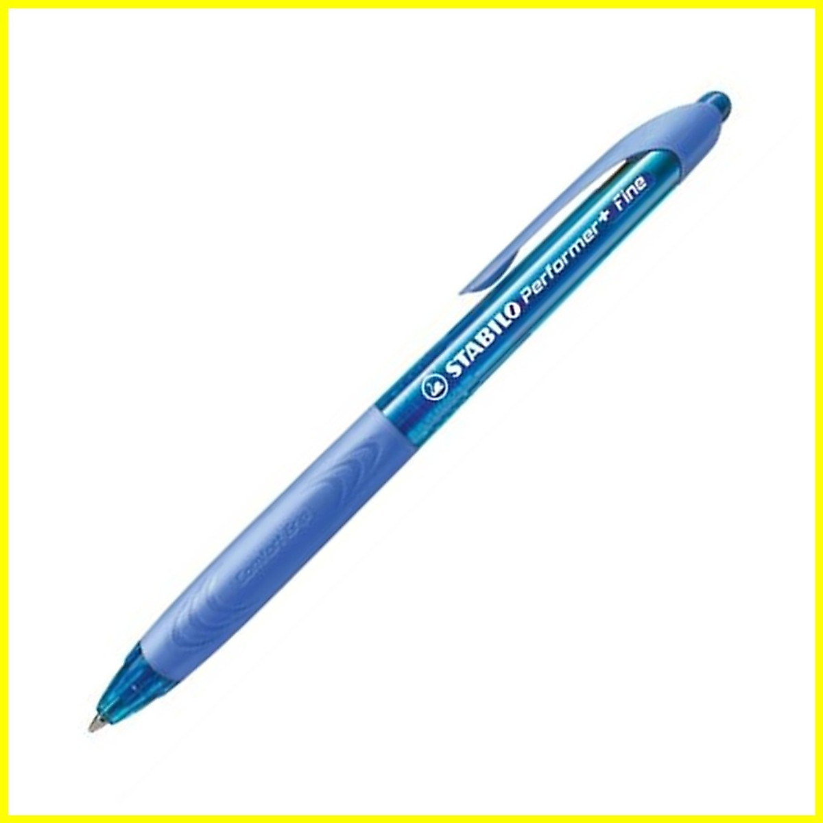 STABILO 4 x Performer Plus Ballpoint Pen BLUE Ink FINE 0.7mm - ALL COLOR BLUE-PURPLE-YELLOW-GREEN - For Fast and Smooth writting
