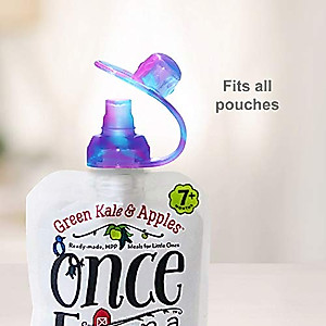 ChooMee Reusable Baby Food Pouch Starter Set, SnakPack | 4 CT, 5 oz | Includes SoftSip Pouch Tops, 2CT, Green Purple