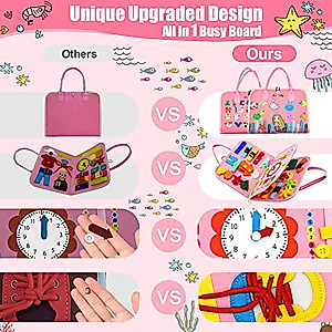 PWRNSPUS Montessori Busy Board for Toddlers, Toys for Girls & Boys Gifts, Autism Educational Airplane Car Travel Toys, Sensory Toys, Preschool Activities for Learning Fine Motor Skills